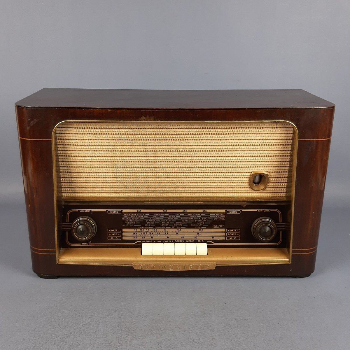 Vintage Model RD 176 Tube Radio in Wooden Case from Marelli, 1950s for ...