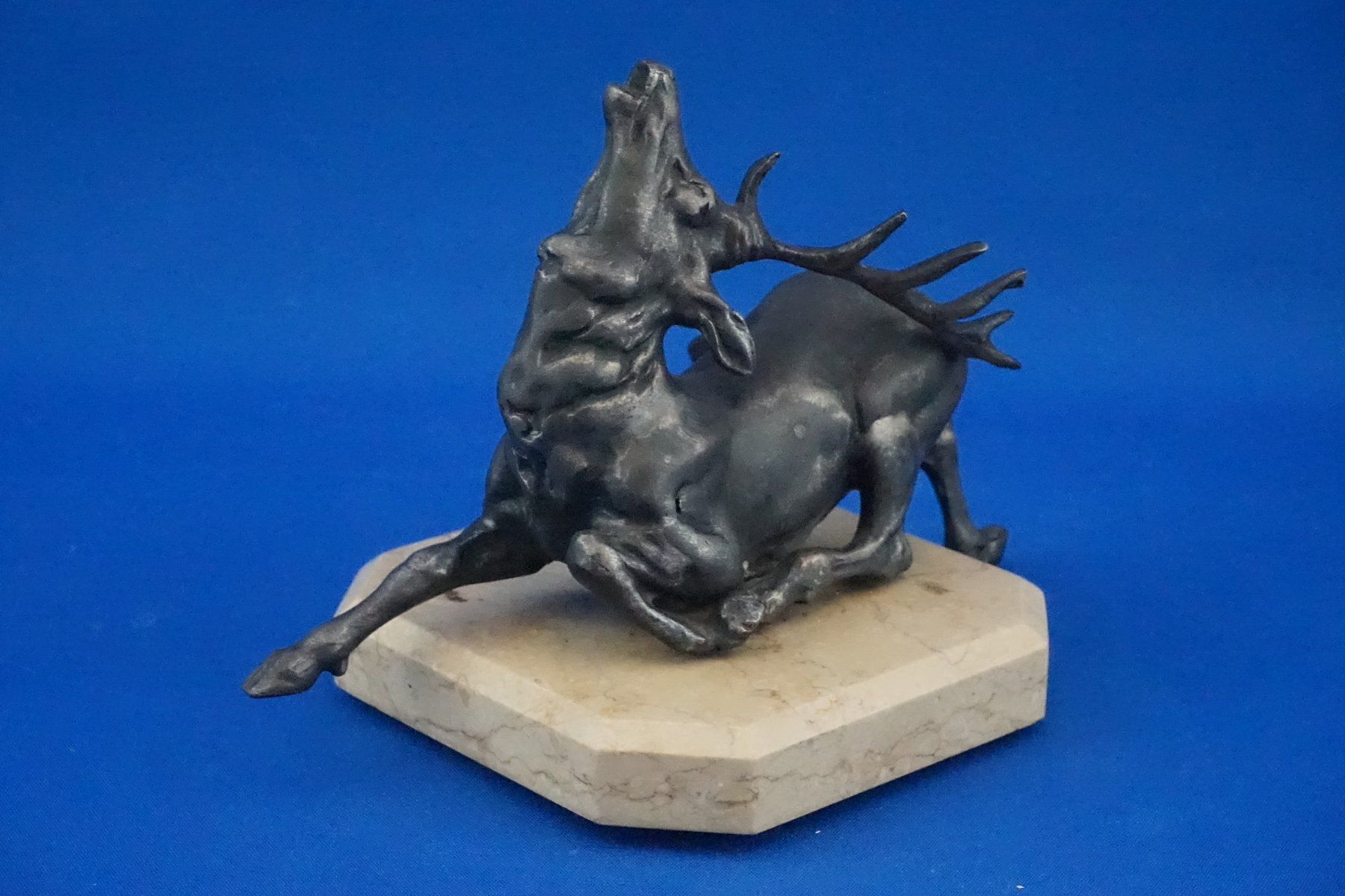 20th Century Art Deco Silver-Plated White Metal Deer Sculpture with ...