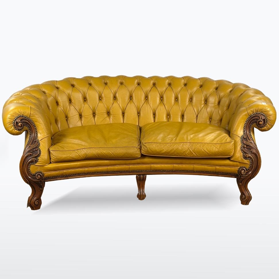 Vintage Chesterfield Sofa in Bold Mustard Yellow Leather, 1990s for ...