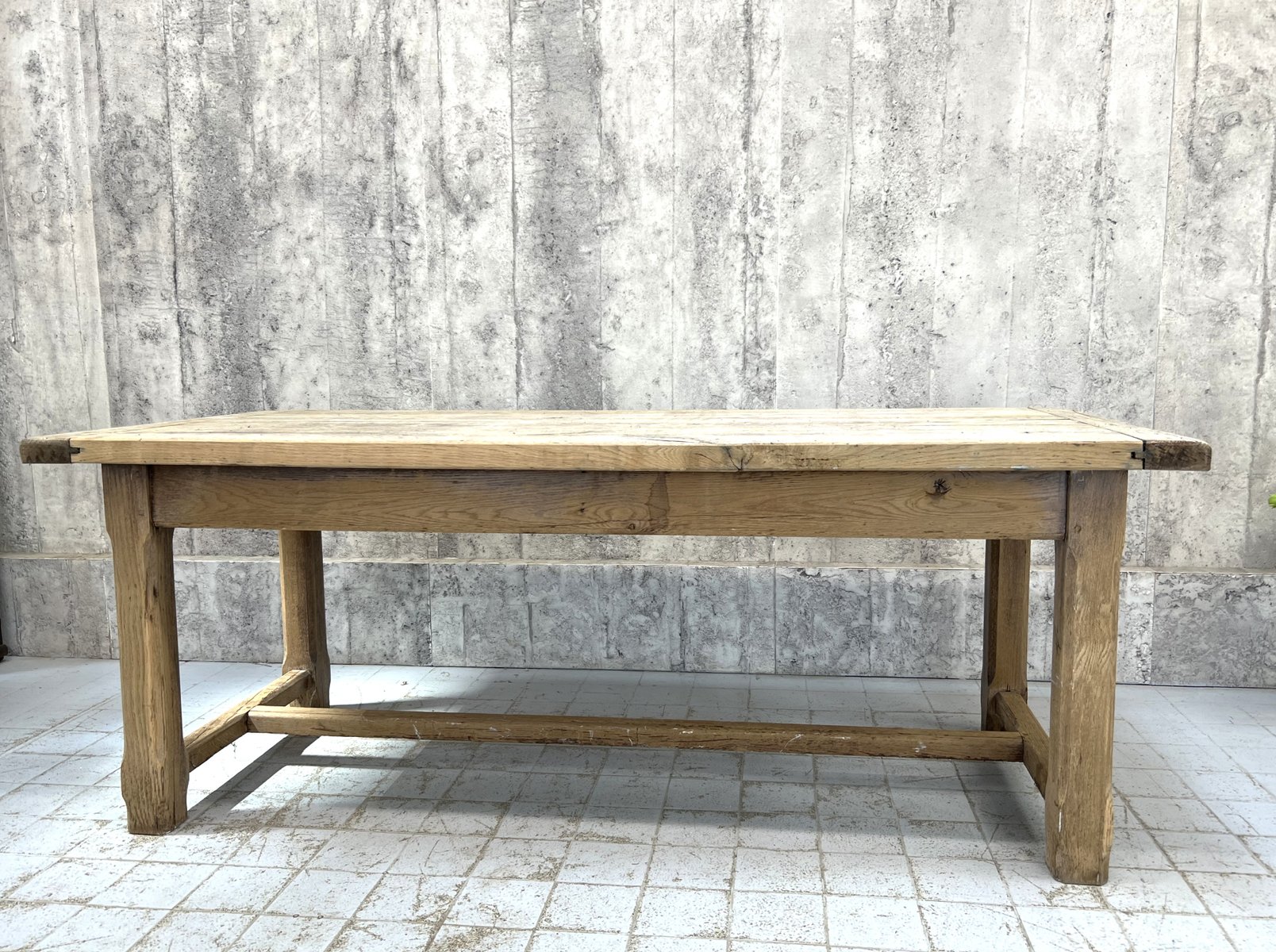 Rustic Farmhouse Refectory Dining Table in Oak for sale at Pamono
