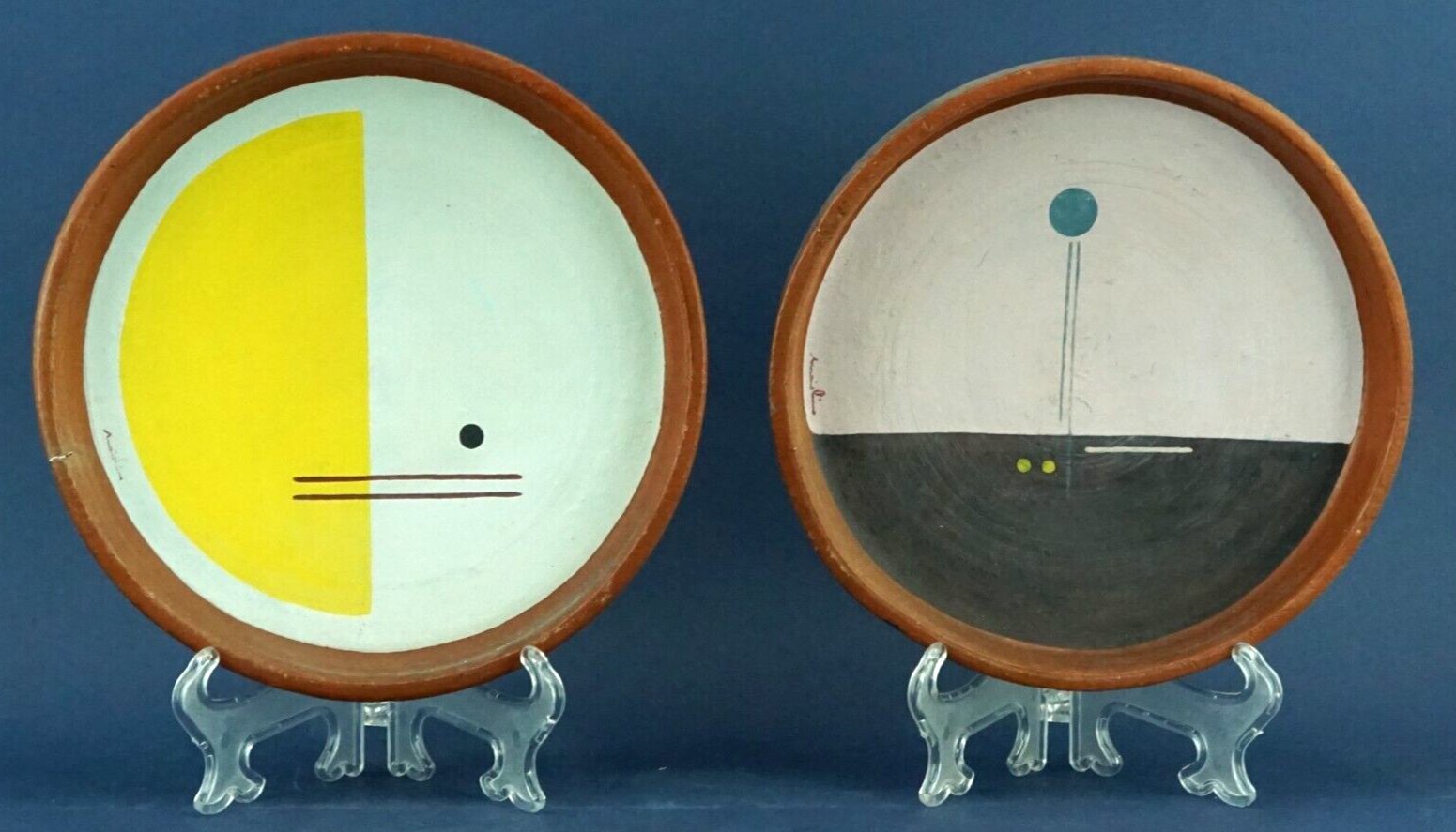 Abstract Art Plates in Terracotta by Maiolino, Brazil, 1970s, Set of 2 ...