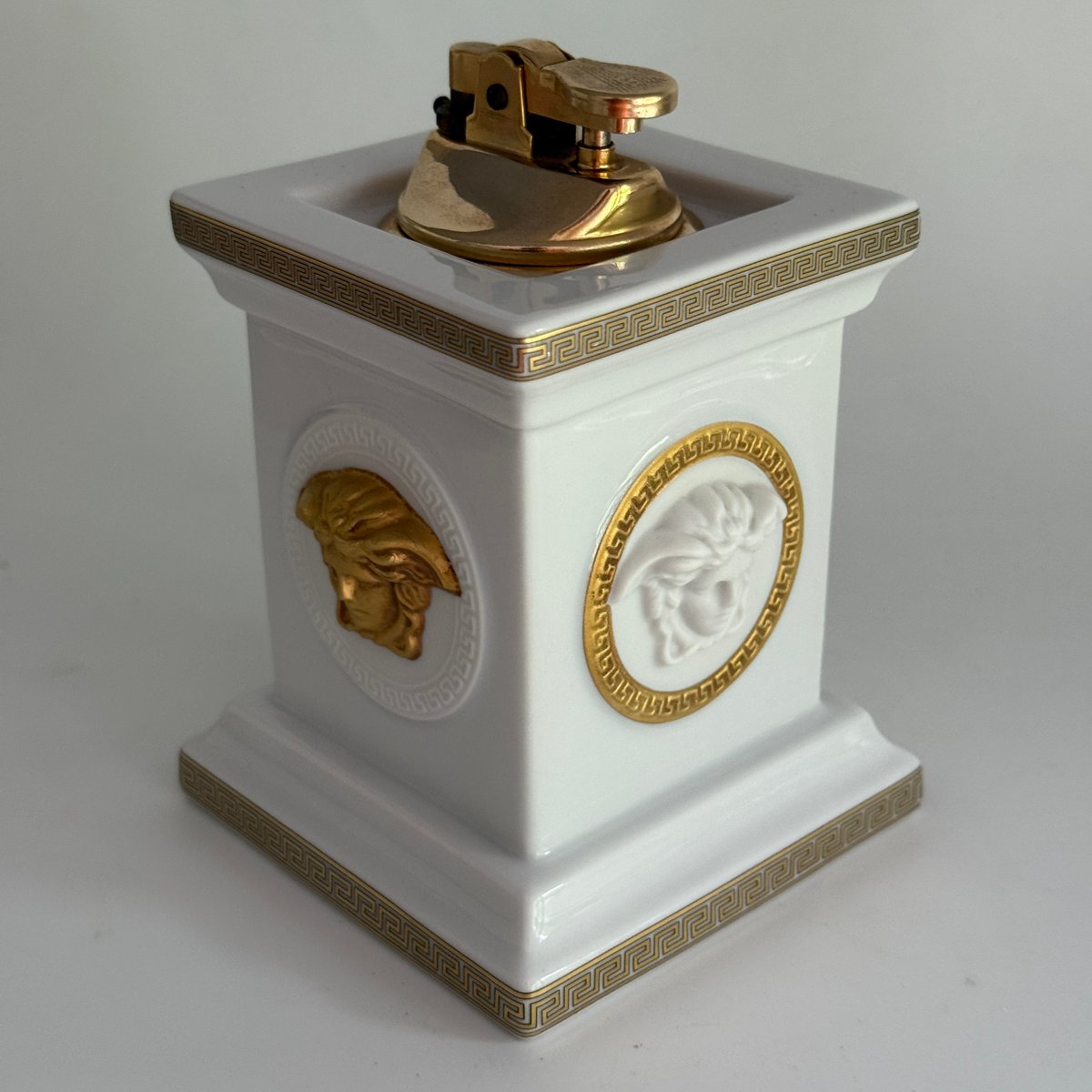 White and Gold Table Lighter Gorgona by Versace for Rosenthal, 1990s ...