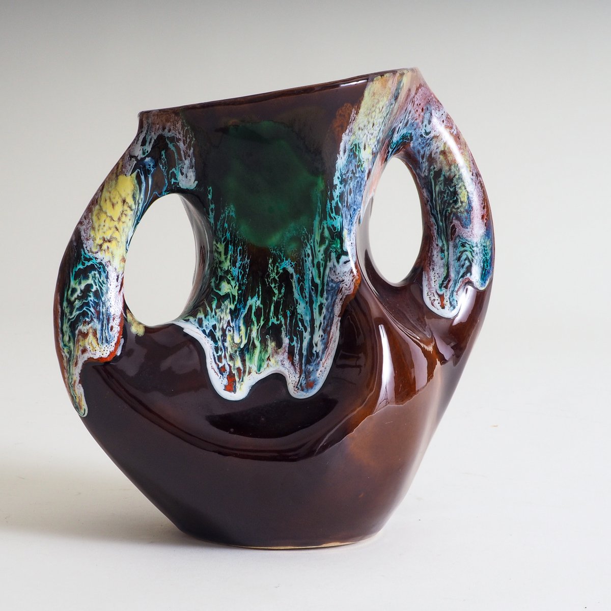 Large Vase in Fat Lava Drip Glaze from Vallauris, 1950s for sale at Pamono