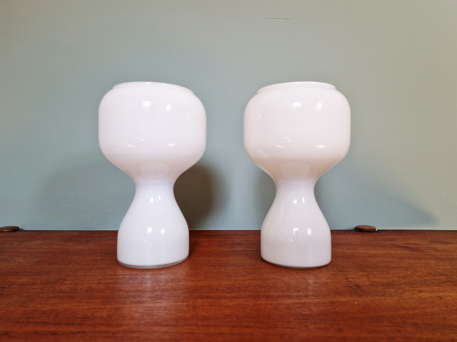 White Opaline Table Lamp from Massive, 1960 for sale at Pamono