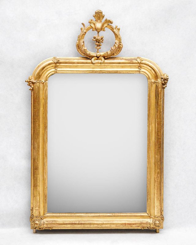 Louis Philippe Mirror with Grapes Crest for sale at Pamono