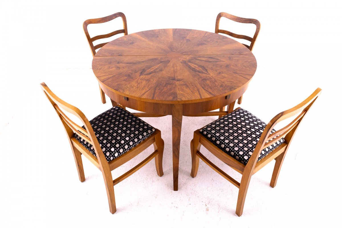 Polish Art Deco Dining Set, 1930s, Set of 5 for sale at Pamono