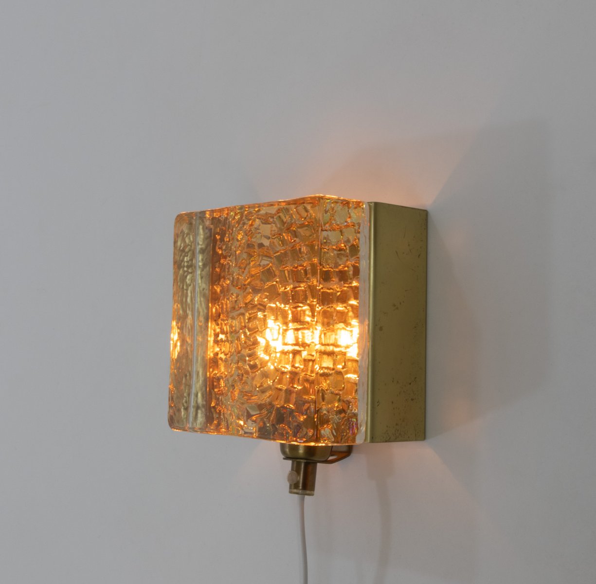 Golden Glass and Brass Wall Lamp by Vitrika for Kalmar, 1970s for sale ...
