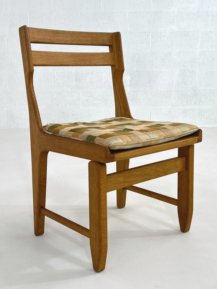 Raphael Dining Chairs in Oak and Fabric attributed to Guillerme et ...