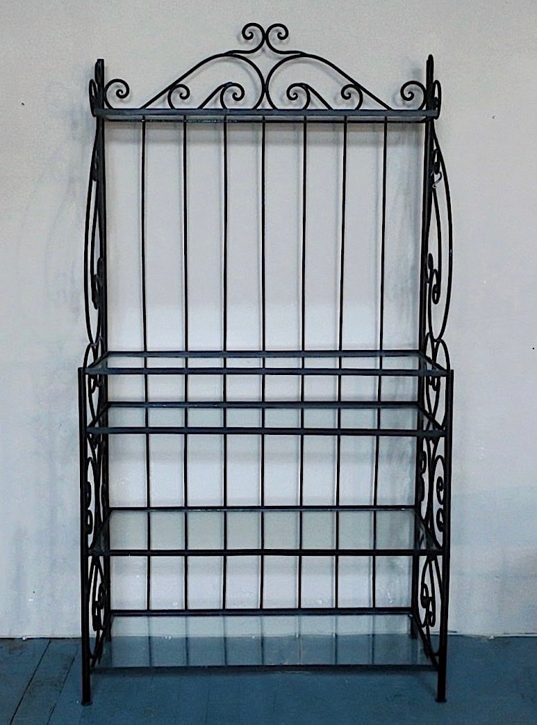 Mid-Century French Painted Iron and Glass Bakers Rack, 1950s for sale ...