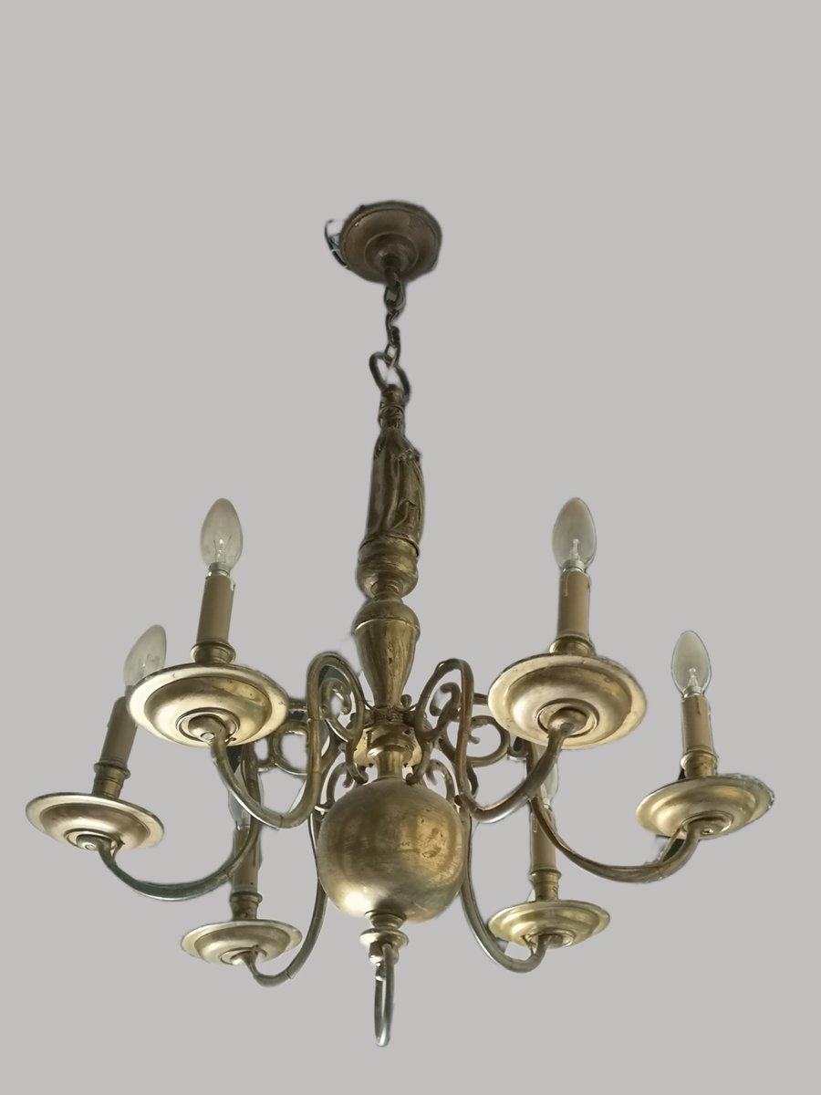 Large Dutch Gilt Chandelier for sale at Pamono
