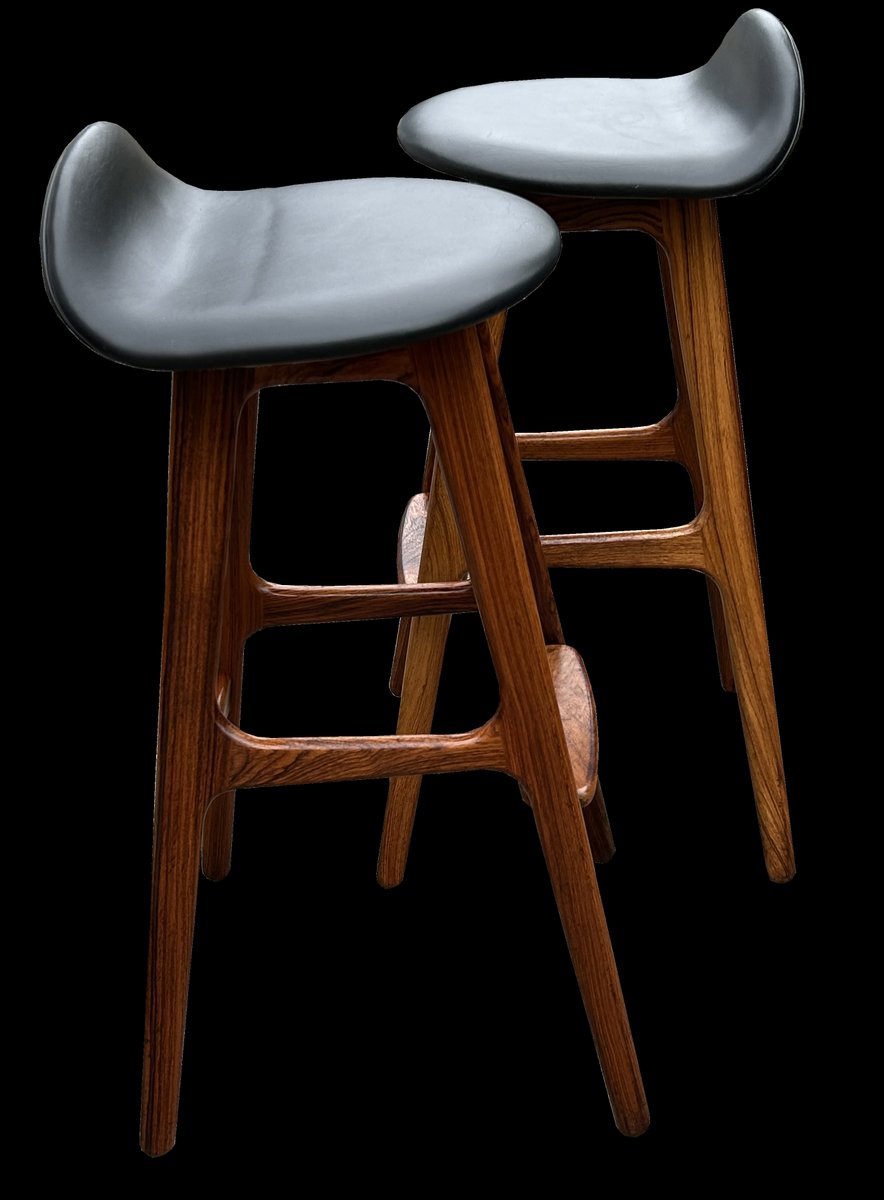 Santos Rosewood Bar Stools by Erik Buck for O.D. Mobler, 1960s, Set of ...