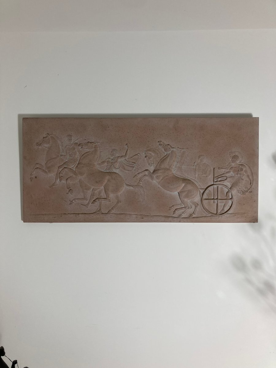 Greek Plaster Frieze with Chariot Driver and Horses Competing in ...