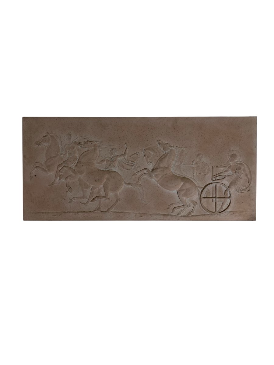 Greek Plaster Frieze with Chariot Driver and Horses Competing in ...