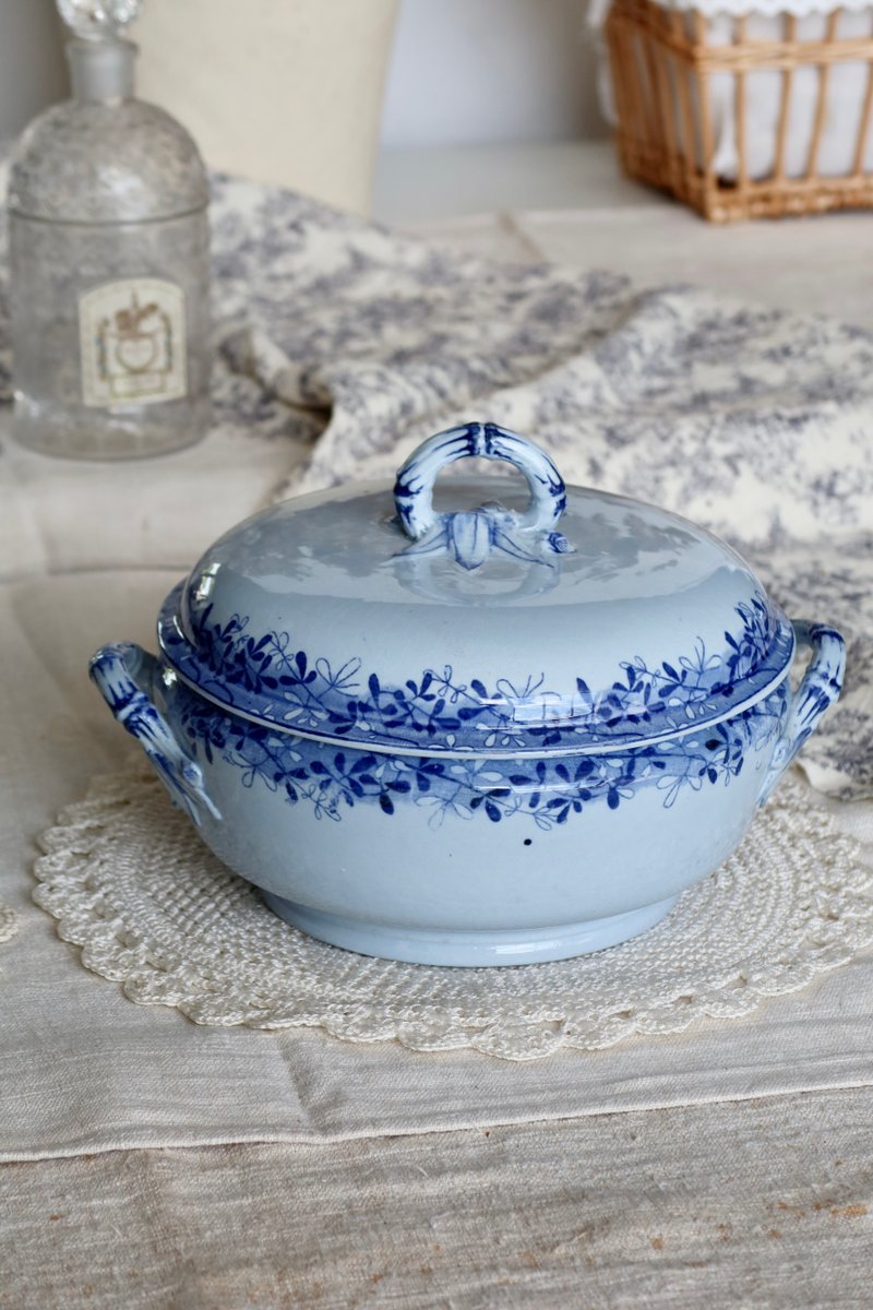 Antique Mimosa Soup Tureen in Earthenware from U&C Sarreguemines for ...