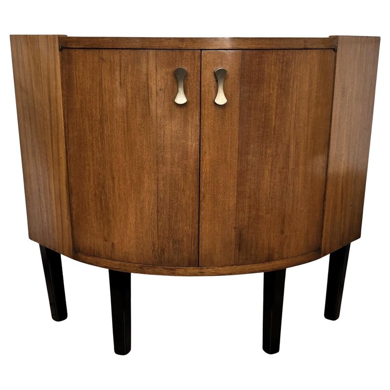 Mid-Century Modern MCM Italian Walnut Wood and Brass Dry Bar Cabinet ...