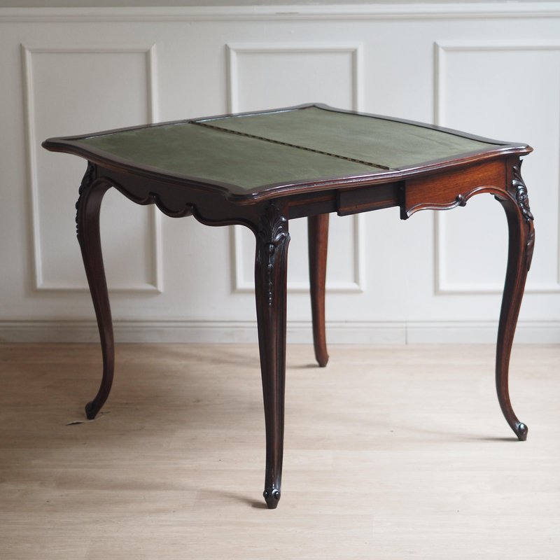 Antique Gaming Table Folding Console with Green Leather, 1890 for sale ...
