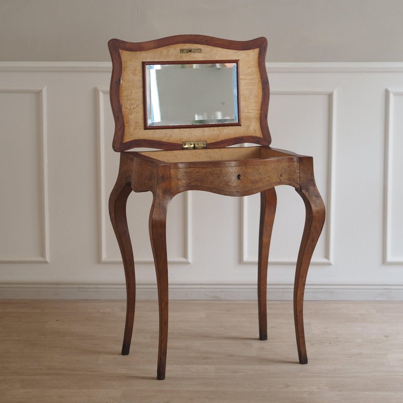 Antique Baroque Dressing Table in Burl Wood and Mirror, 1890 for sale ...