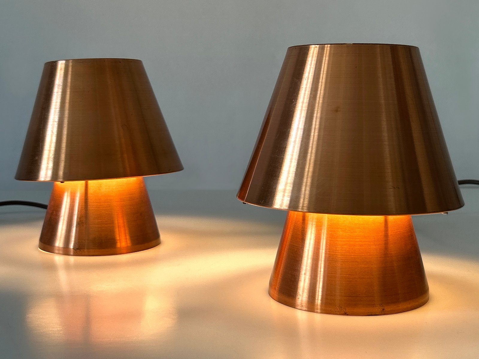Mid-Century Modern Copper Bedside Table Lamps, Germany, 1960s, Set of 2 ...