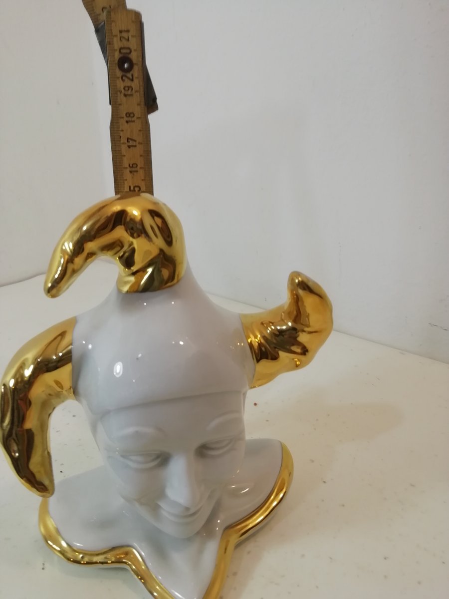 White and Gold Ceramic Jester, 1960s for sale at Pamono