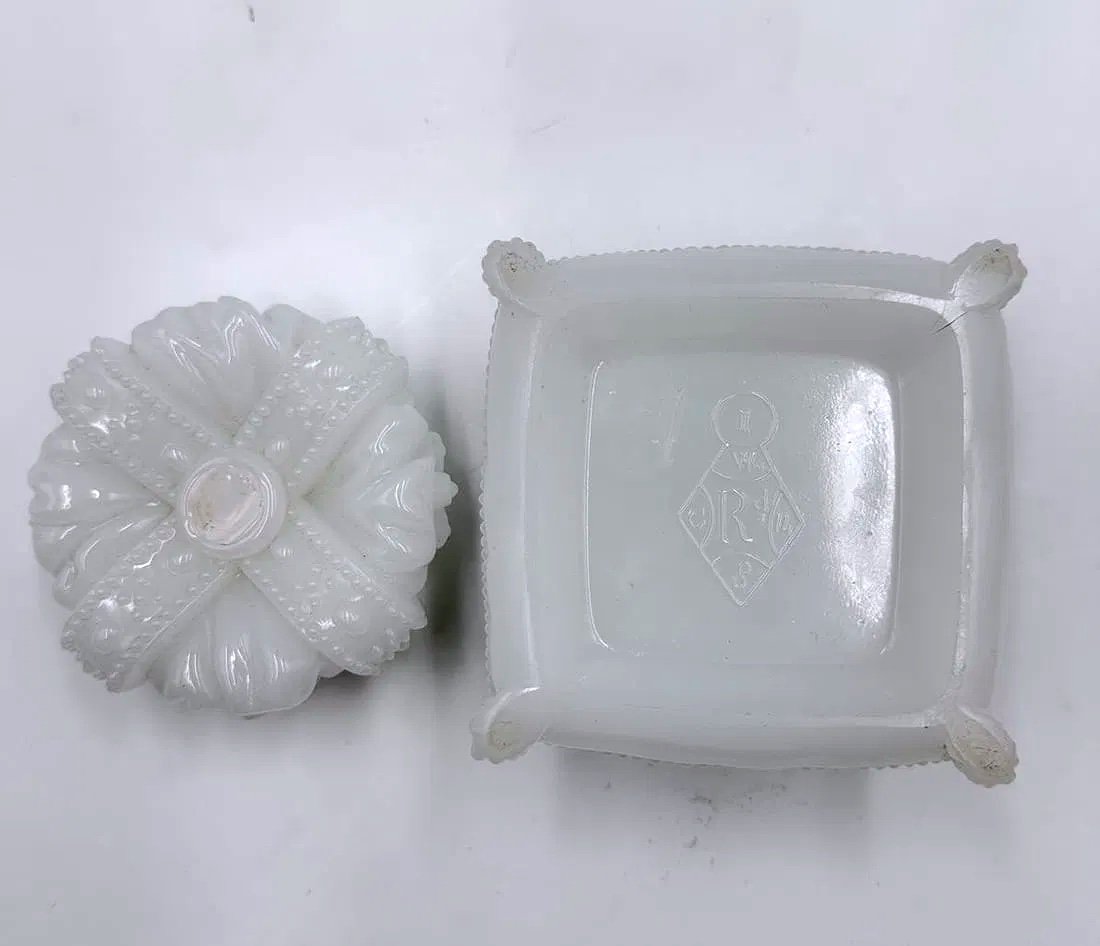 Antique French Crown-Shaped Box in Opaline Glass with Square Cushion ...