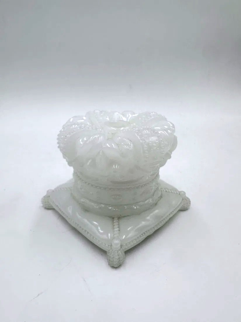 Antique French Crown-Shaped Box in Opaline Glass with Square Cushion ...
