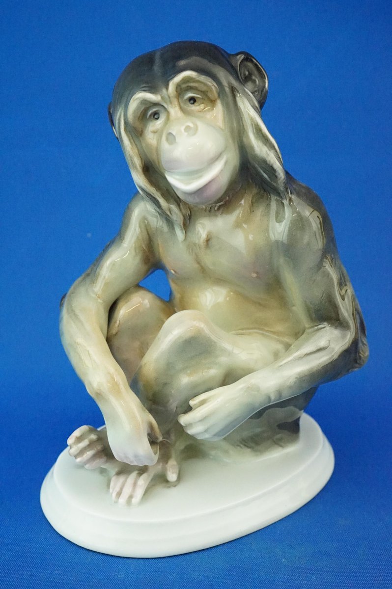 19th Century Porcelain Chimpanzee or Monkey Sculpture from Ernst Bohne ...