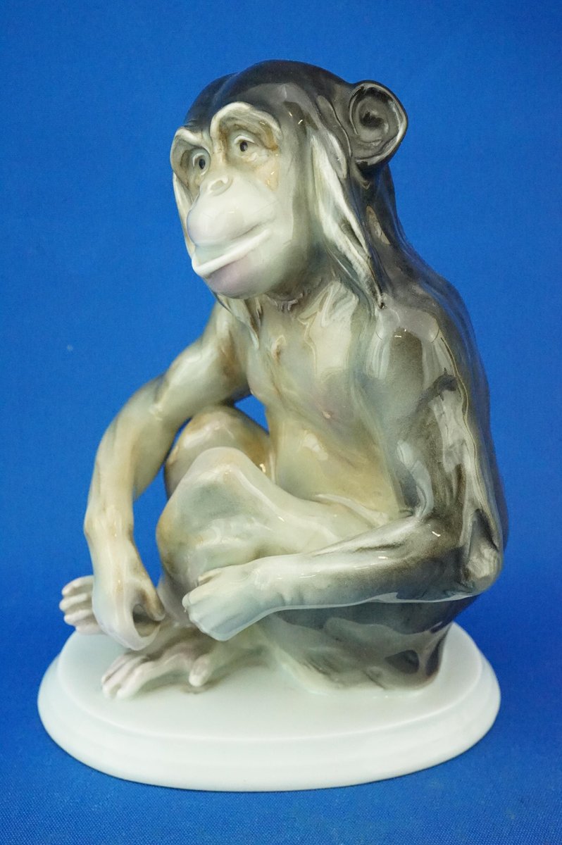 19th Century Porcelain Chimpanzee or Monkey Sculpture from Ernst Bohne ...