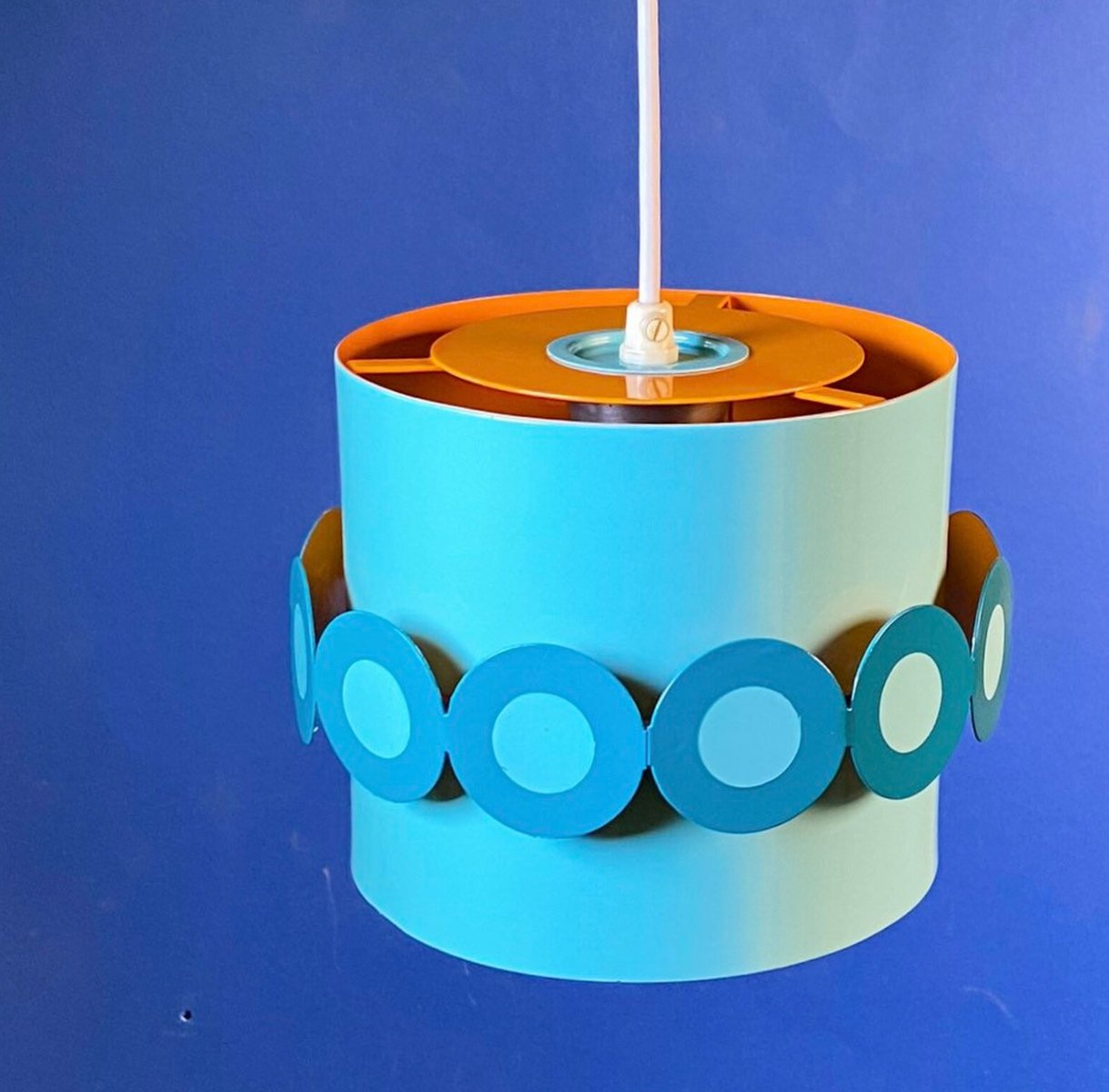 Mid-Century Modern Turquoise & Orange Lacquered Ceiling Light from ...