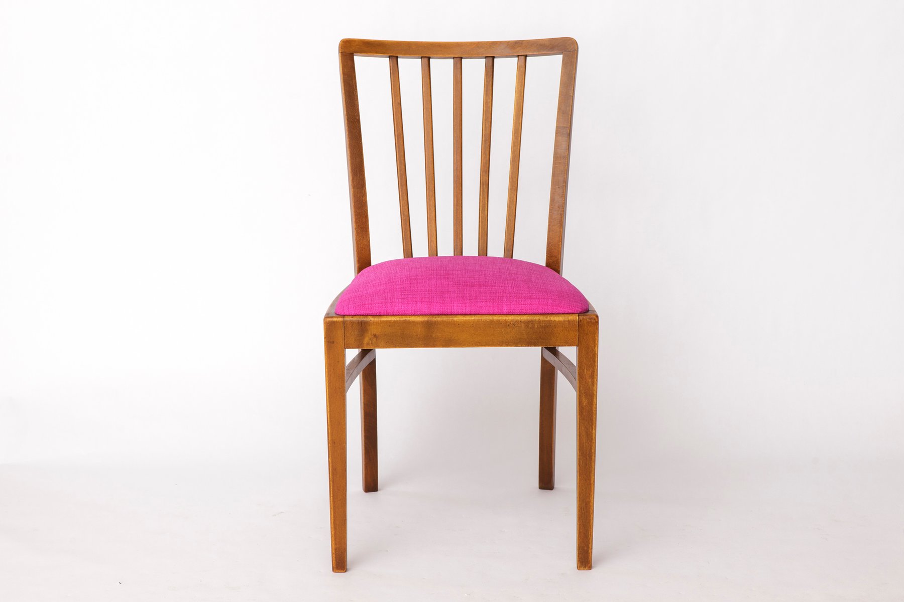 Vintage Modern German Chair in Beech Wood Magenta Upholstery, 1960s for ...