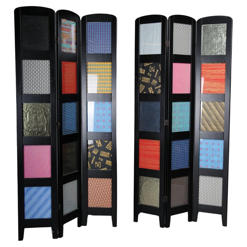 Multi-Colored Ebonized Room Divider for sale at Pamono