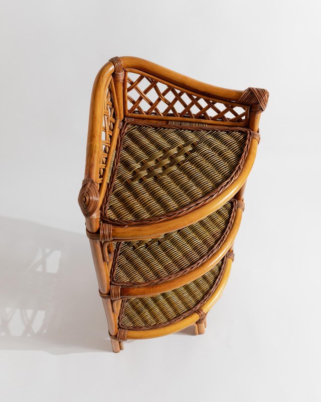 Vintage Bamboo Corner Shelf, 1970s for sale at Pamono