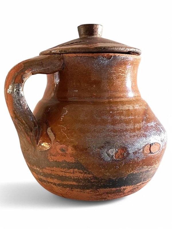 Rustic Patinated Terracotta Cooking Lidded Olla for sale at Pamono