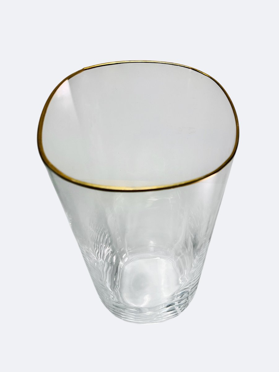 Transparent Murano Glass Vase with Gold Rim by Carlo Moretti for sale ...
