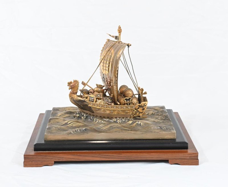 Japanese Silver Plate Takehiko Seki Lucky Treasure Ship, 1930s for sale ...