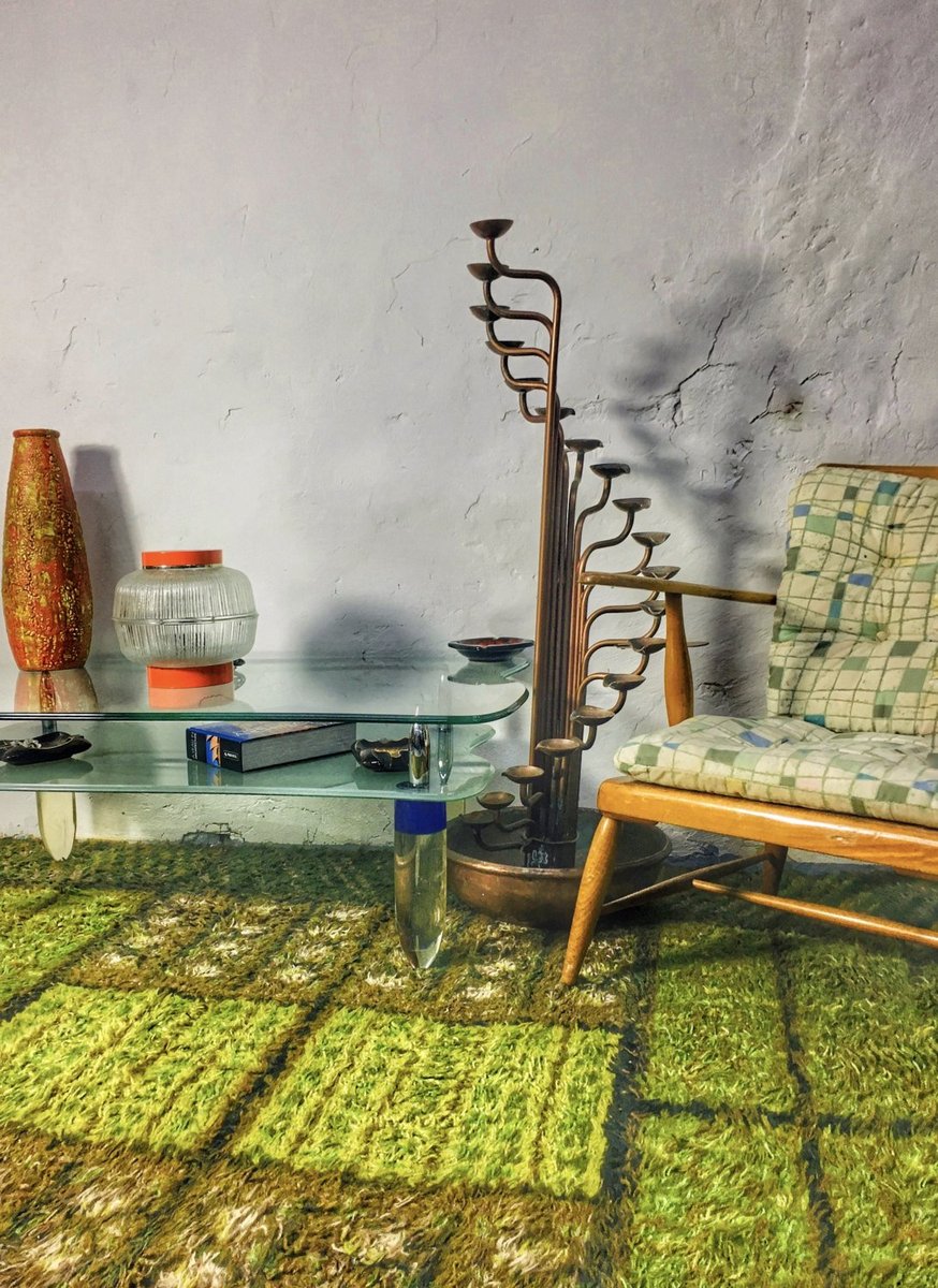 Grüner Mid-Century Modern Teppich, 1960er bei Pamono kaufen