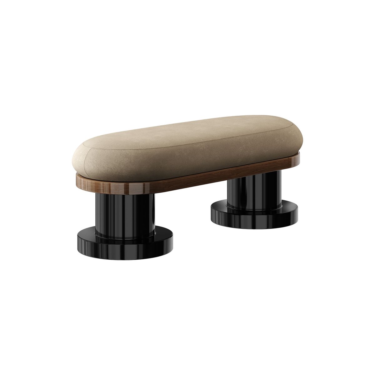 Theo Wood Bench in Brow Suede by Hommés Studio for sale at Pamono