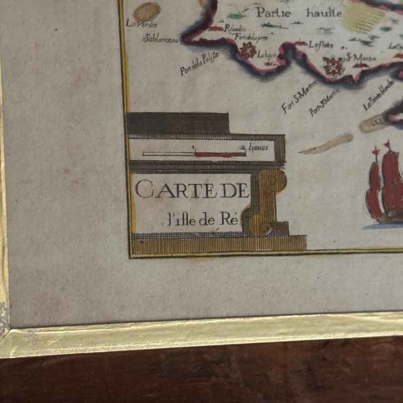 18th Century Color Map of the Ile De Ré for sale at Pamono