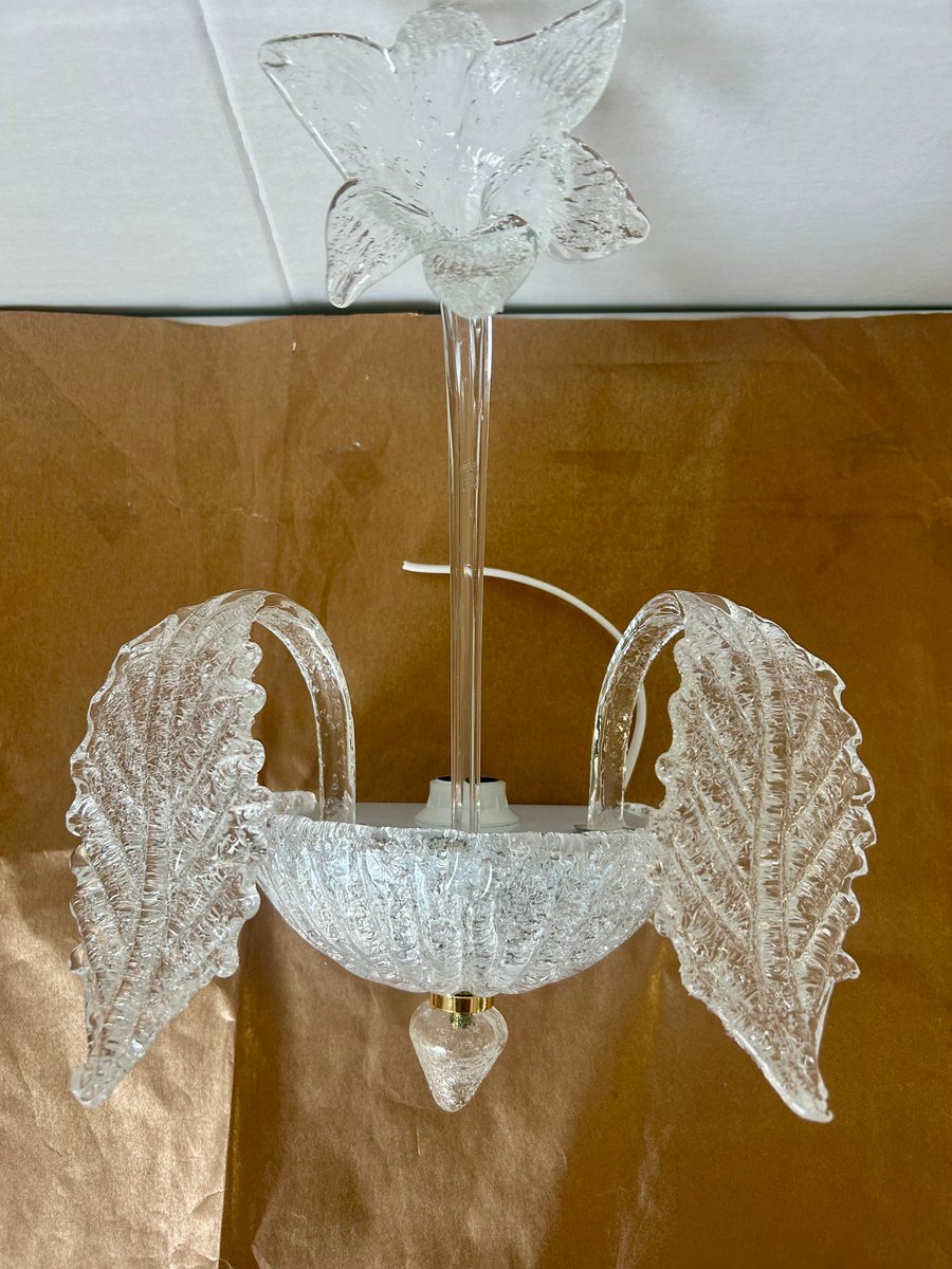 Crystal Wall Light with Leaves and Flowers, 1970s for sale at Pamono