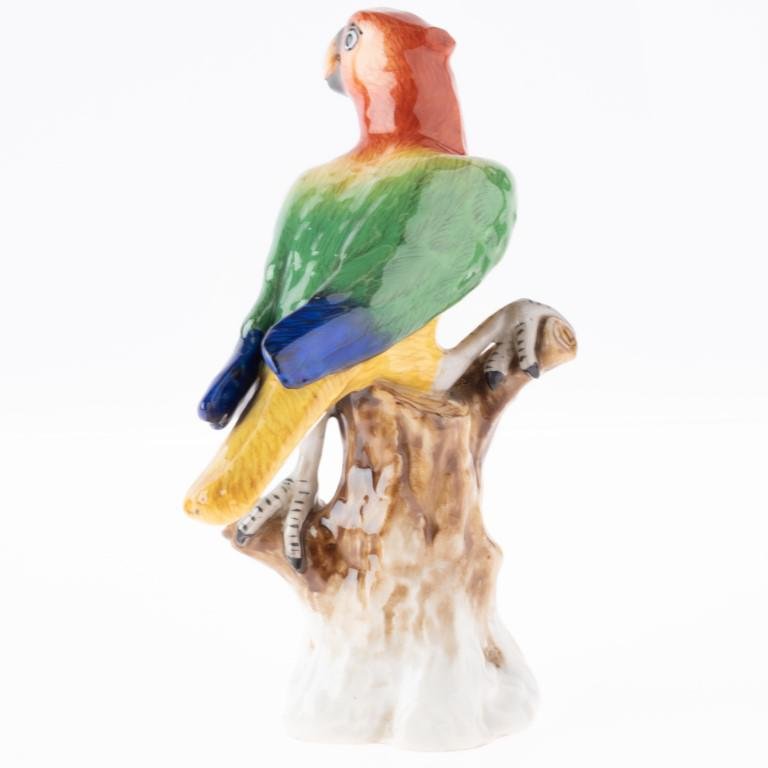 Late 19th Century Hand Painted Glazed German Porcelain Parrot Sculpture ...