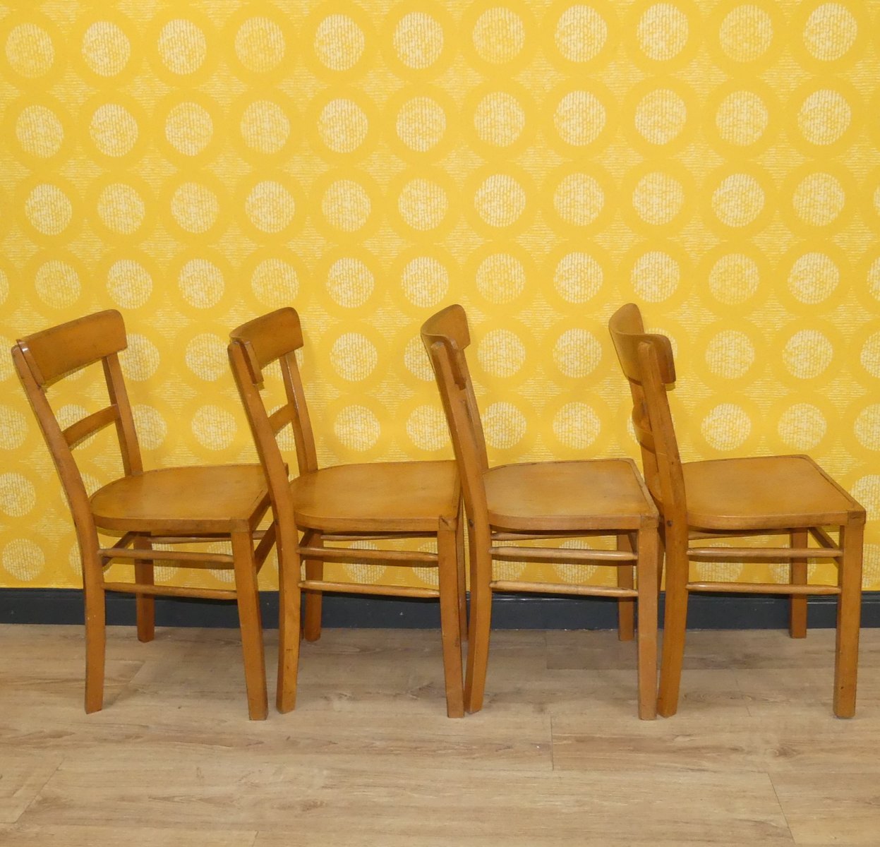 Vintage Kitchen Chairs in Wood, Set of 4 for sale at Pamono
