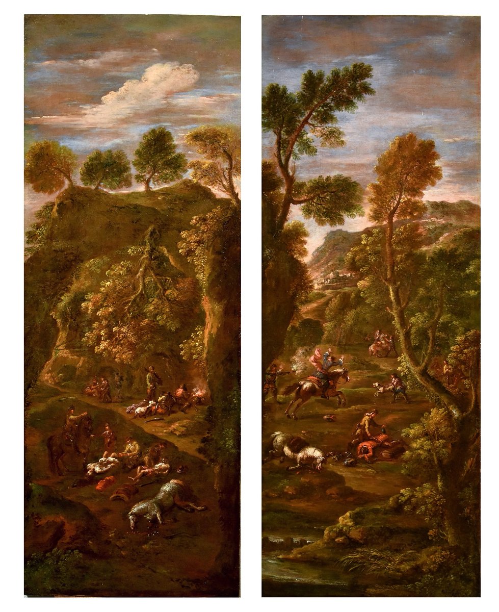Giuseppe Zais, Landscapes, 1740, Oil on Canvases, Set of 2 for sale at ...