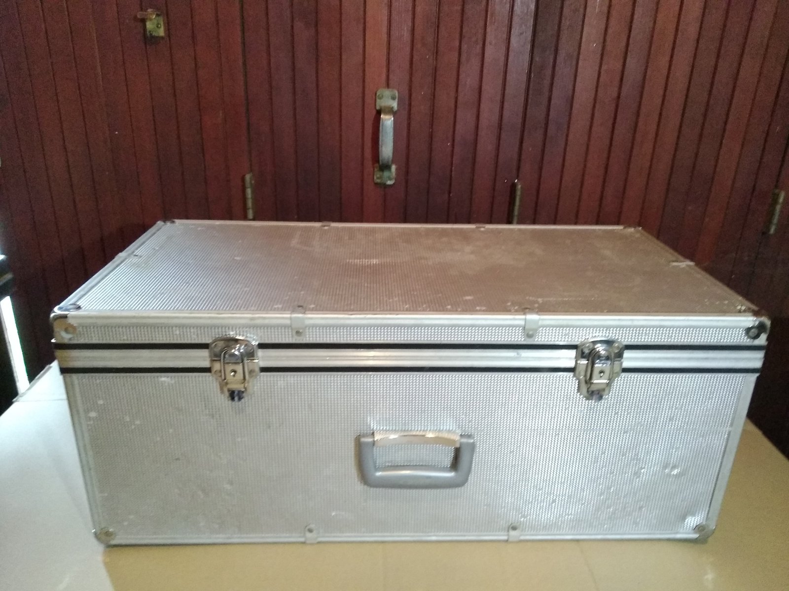 Large Metal Aluminum Trunk, 1960s for sale at Pamono
