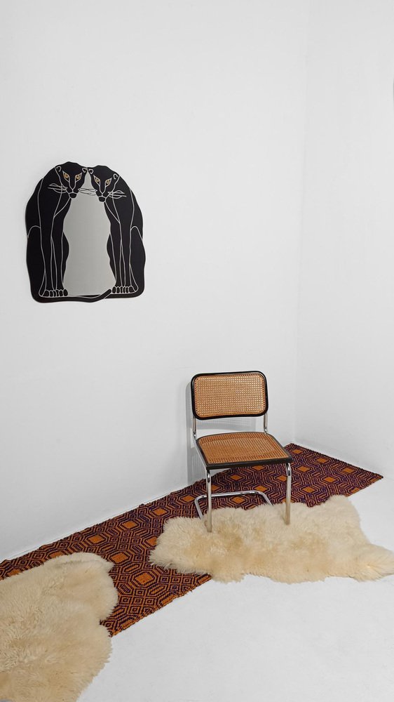 Vintage Screen Printed Mirror, 1980s for sale at Pamono