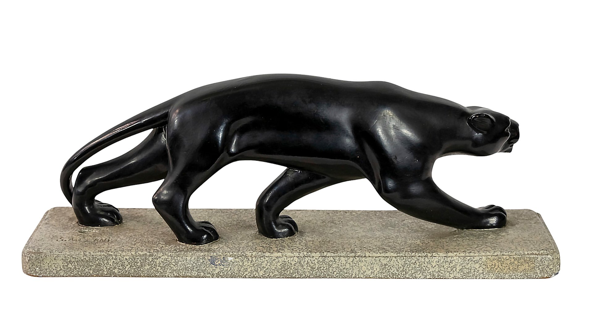 Italian Art Deco Plaster Panther Sculpture by S. Melani, 1930s for sale ...