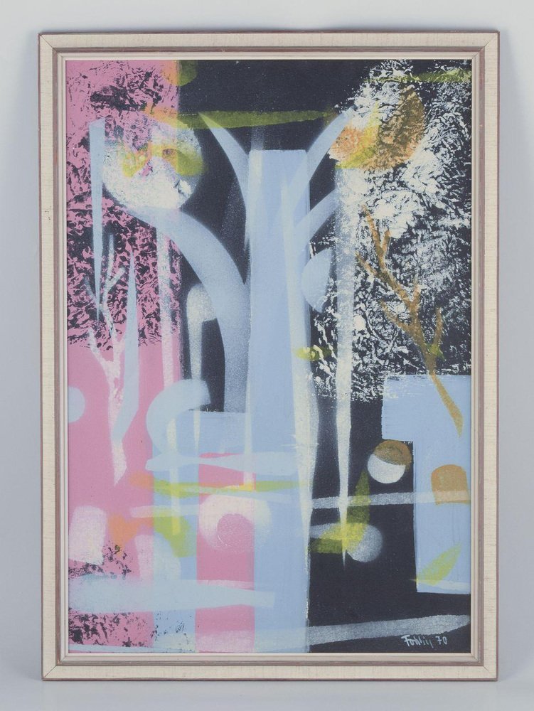 Gunnar Fohlin, Abstract Composition, 1970, Oil on Canvas for sale at Pamono