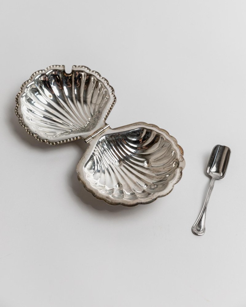 Vintage Shell-Shaped Sugar Bowl with Shell-Shaped Spoon, Italy, 1960s ...