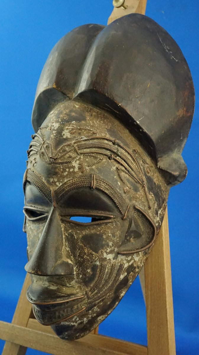 20th Century Wenge and Copper Tribal Mask, Tikar Tribe of Cameroon ...