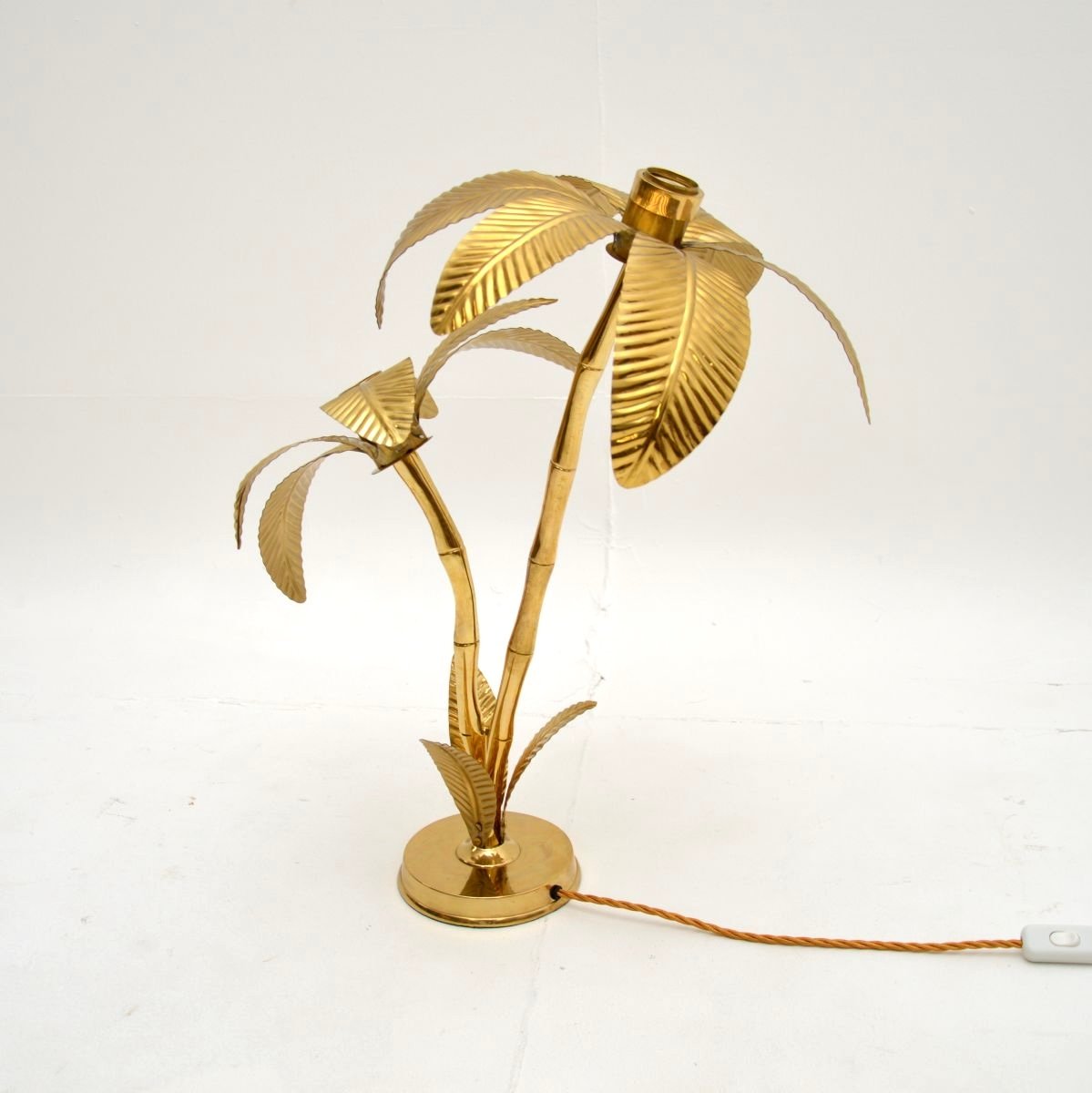 Vintage Italian Brass Palm Tree Table Lamp, 1970 for sale at Pamono
