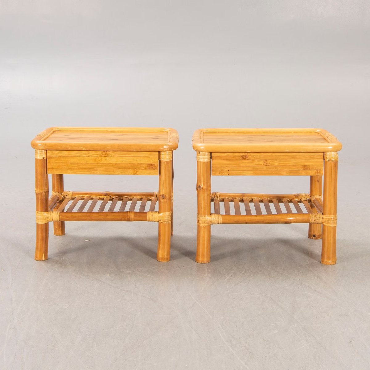 Bamboo and Wood Tables from Dux, Sweden, 1960, Set of 2 for sale at Pamono