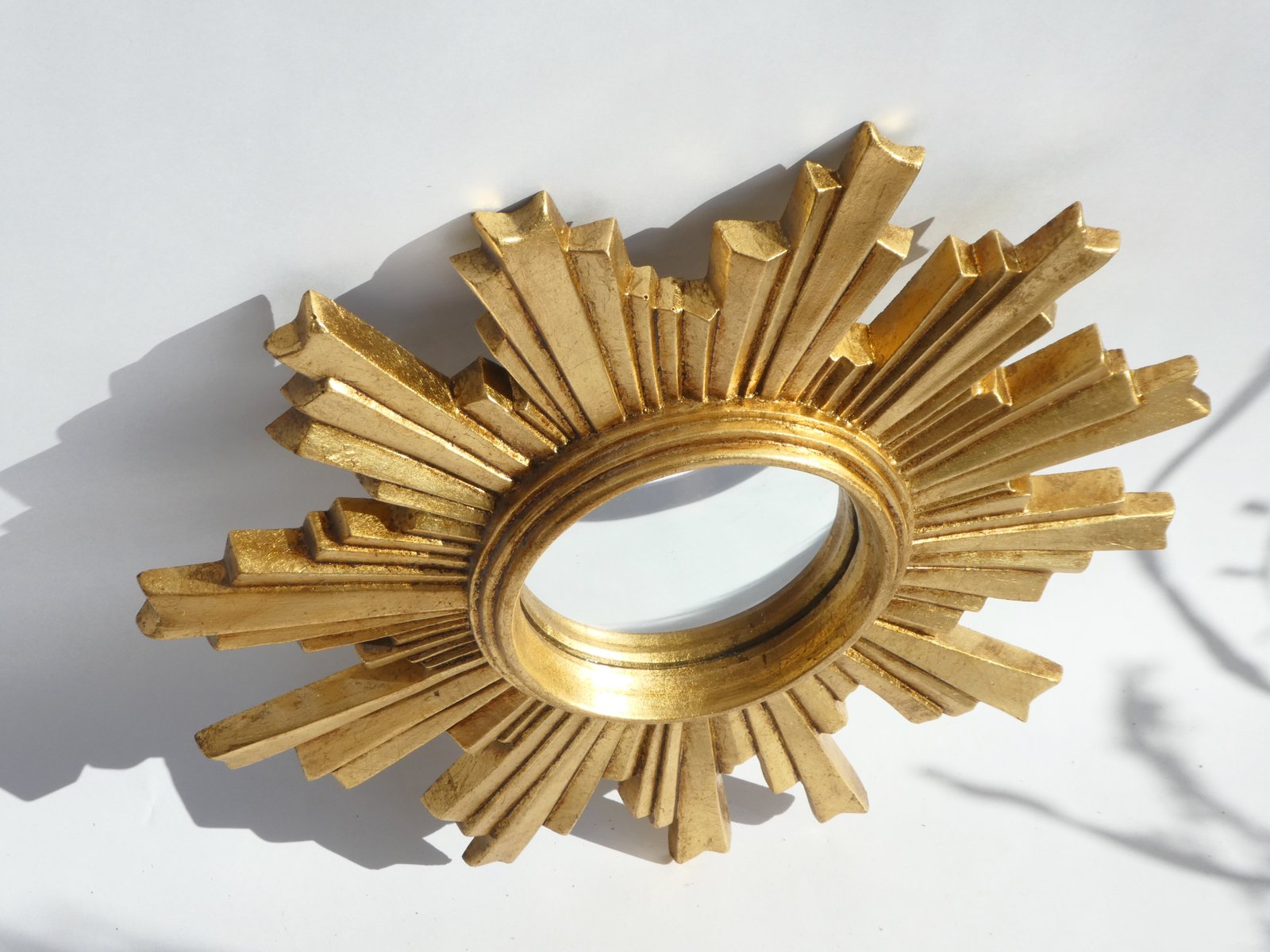 Small Vintage Hollywood Regency Convex Sun Mirror, 1960s for sale at Pamono